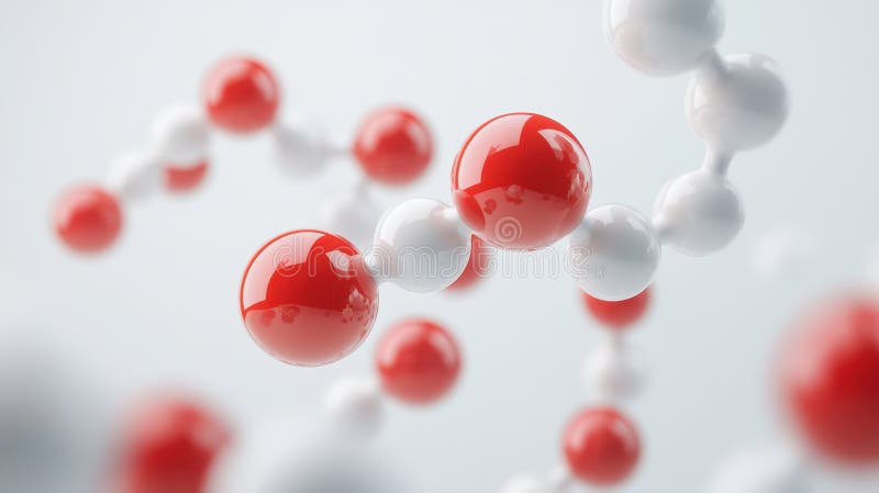 Structural Chemical Formula of Ethanol Molecule with 3D Red and White ...