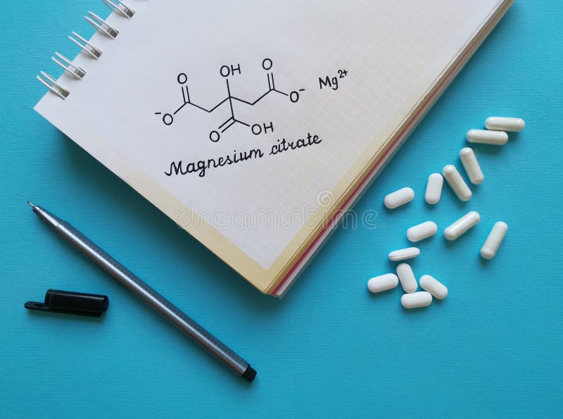 Structural Chemical Formula of Magnesium Citrate Handwritten in a ...