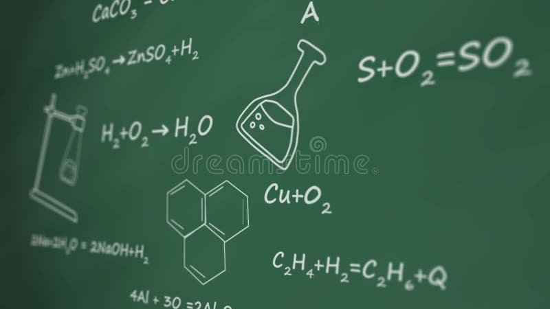 Structural Chemical Formula. Typing Chemical Reaction on Black ...