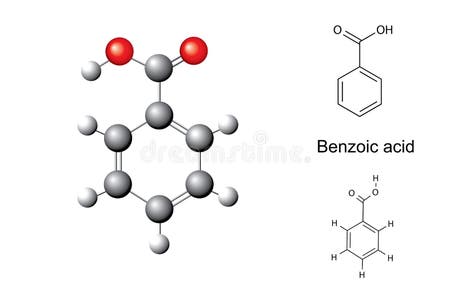 Structural Chemical Formulas and Model of Benzoic Acid Stock Vector ...