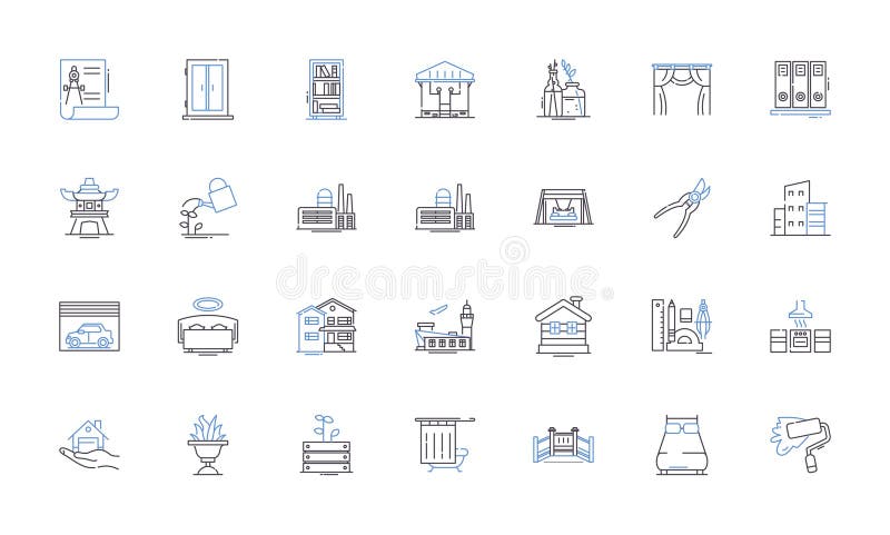 Structural Design Line Icons Collection. Foundation, Beam, Truss, Load ...