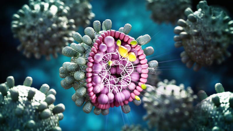Structural Detail of Hepatitis B Virus on Blue-green Background. 3D ... Structural Detail of Hepatitis B Virus on Blue-green Background. 3D ...