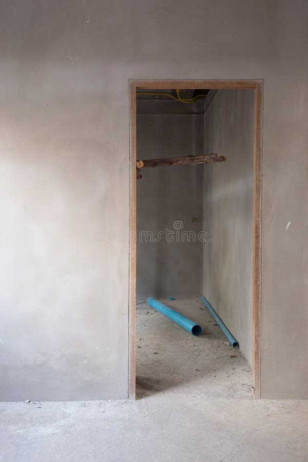 Structural Door and Wall in Residential, Construction Site Stock Photo ...