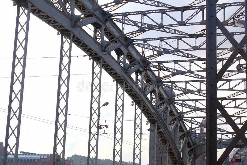 Structural Elements of an Old Steel Bridge. Arches and Farms Riveted ...