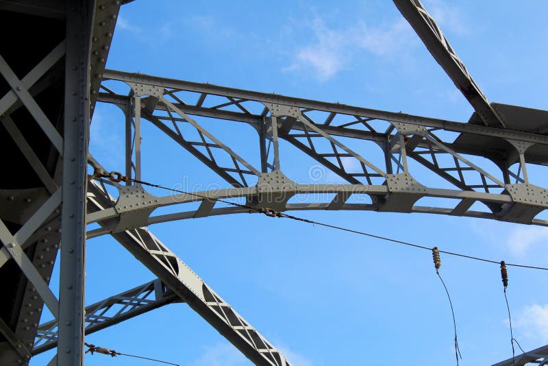 Structural Elements of an Old Steel Bridge. Arches and Farms Riveted ...