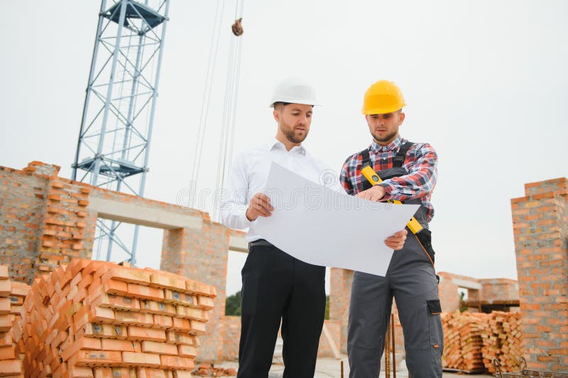 Structural Engineer and Foreman Worker Discuss, Plan Working for the ...