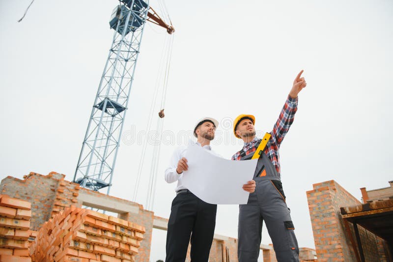 Structural Engineer and Foreman Worker Discuss, Plan Working for the ...