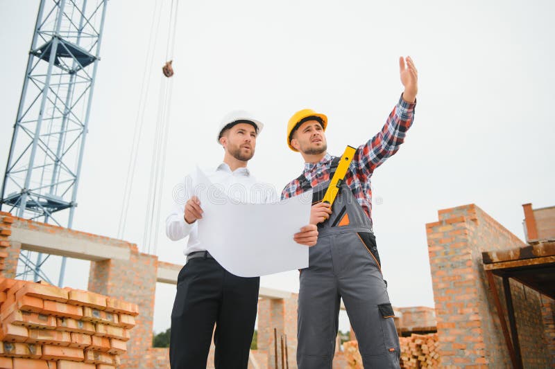 Structural Engineer and Foreman Worker Discuss, Plan Working for the ...