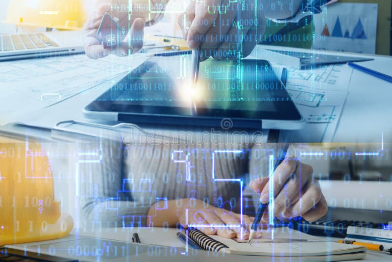 Structural Engineering Designers are Working on the Blueprints and ...