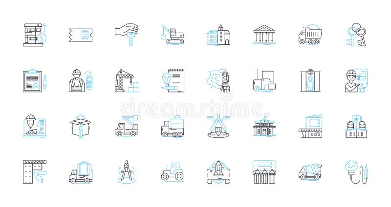 Structural Engineering Linear Icons Set. Stability, Analysis, Design ...