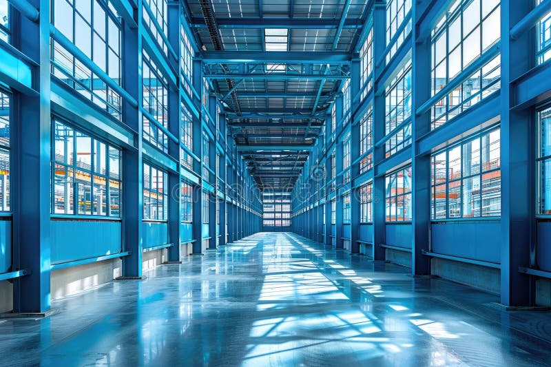 Structural Integrity: Blue Steel and Concrete Architecture. Stock ...