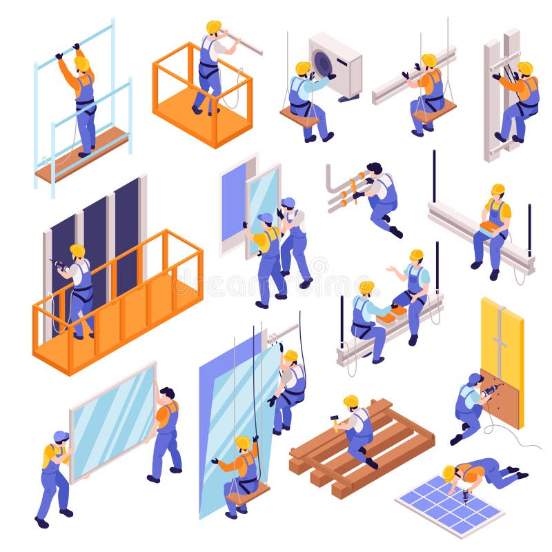 Structural Ironworker Icons Ser Stock Vector - Illustration of concept ...