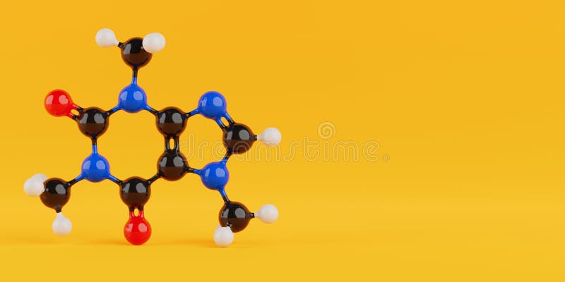 Structural Model of Caffeine Molecule. 3d Rendering Stock Illustration ...