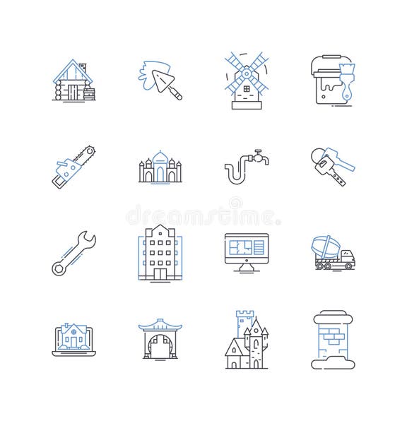 Structural Modeling Line Icons Collection. Framework, Design, Analysis ...