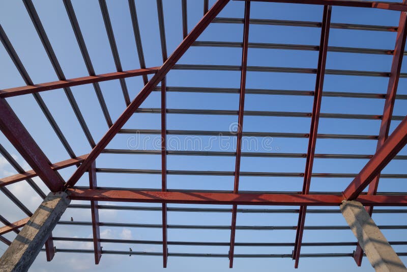 Structural Steel Beam on Roof of Building Residential Construction ...