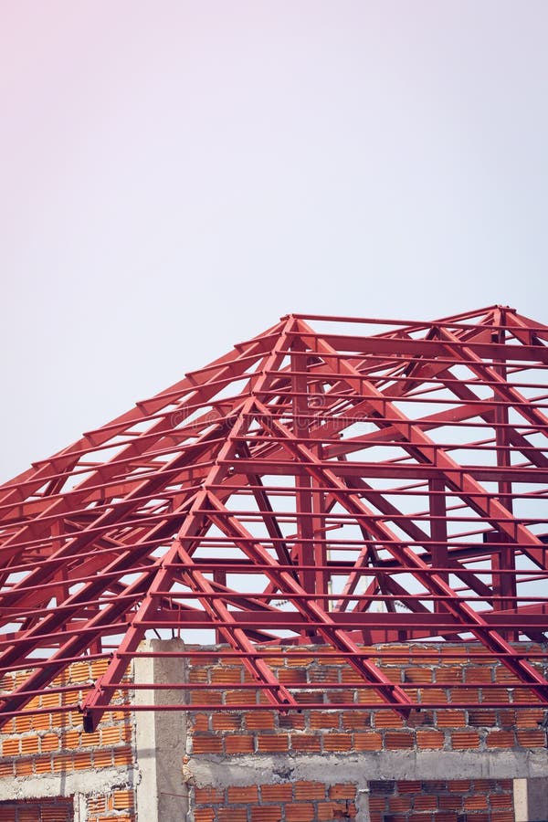 Structural Steel Beam on Roof of Building Residential Stock Image ...