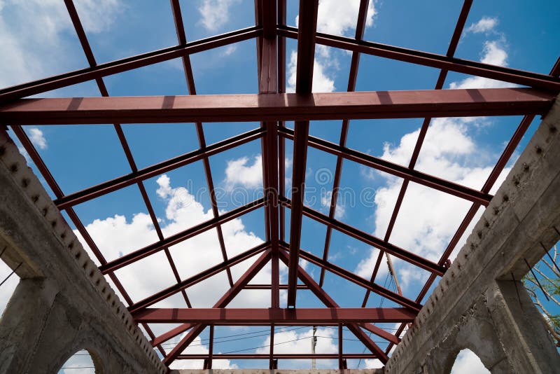 Structural Steel Beam on Roof of Building, Stock Photo - Image of ...