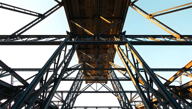 A Structural Steel Bridge and Clear Blue Sky Architecture Stock ...