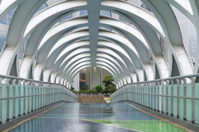 Structural Steel Bridge and Railing Stock Photo - Image of perspective ...