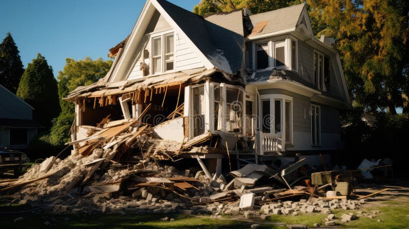 Structural Storm Damaged House Stock Illustration - Illustration of ...