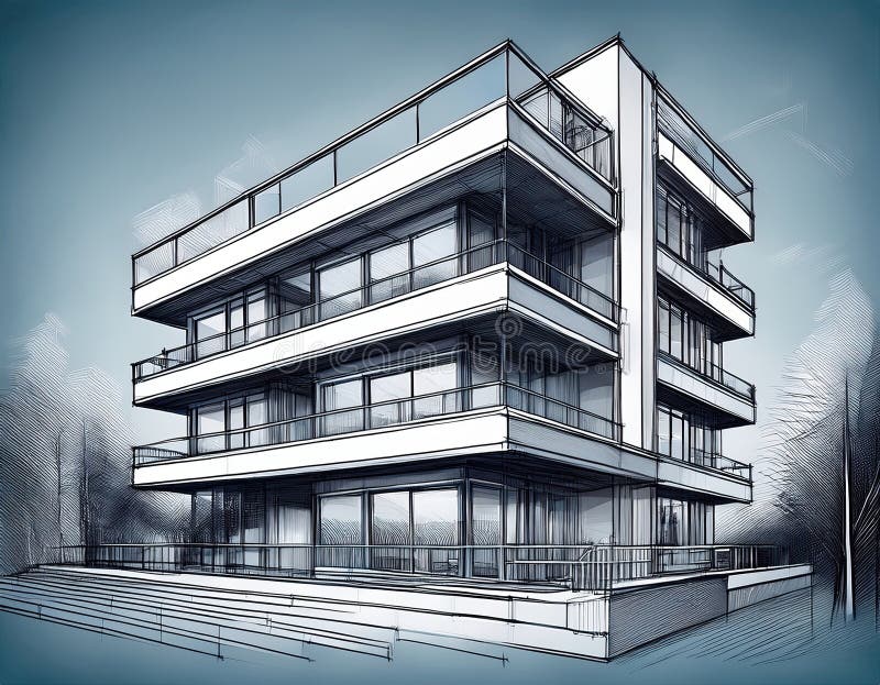 Contemporary Living Complex Architectural Design Stock Illustration ...