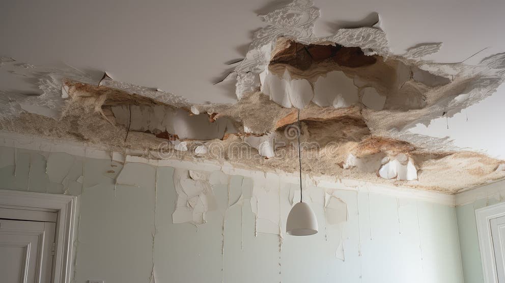 Structural Water Damage Ceiling Stock Illustration - Illustration of ...