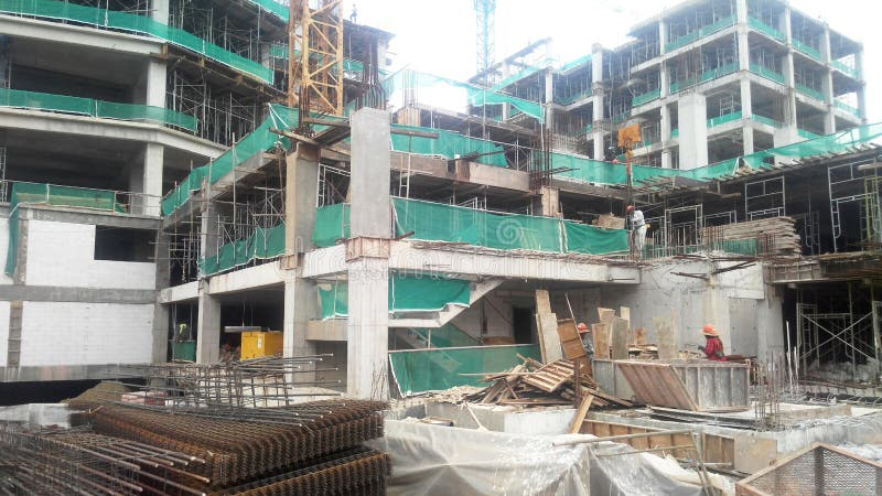 Structural Work is Underway at the Construction Site. Work is Carried ...