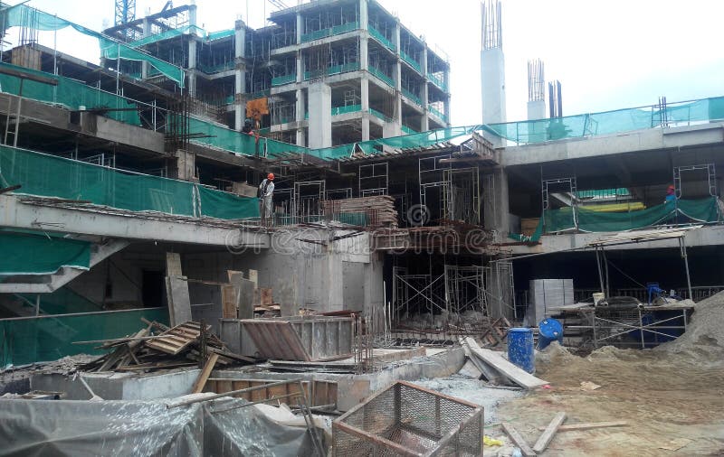 Structural Work is Underway at the Construction Site. Work is Carried ...