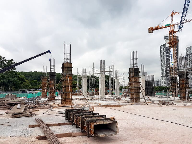 Structural Works are Underway at the Construction Site. Editorial Photo ...