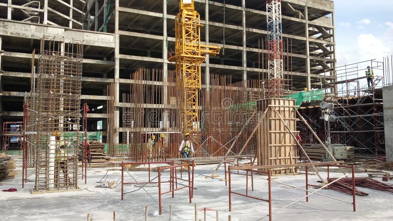 Structural Works are Underway at the Construction Site. Editorial ...