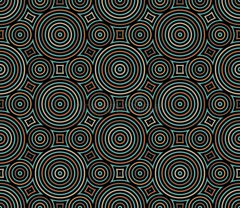 Turquoise and Brown Concentric Circles and Rings Outlined with Black ...