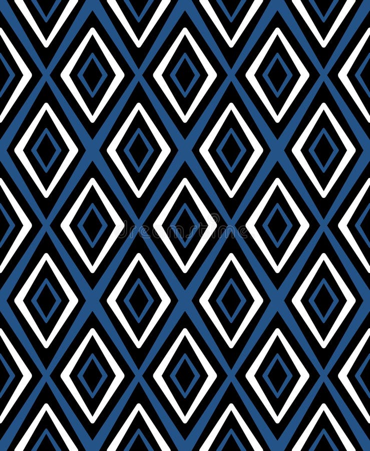 Geometric Lozenge Pattern with Concentric Blue, Black, and White ...