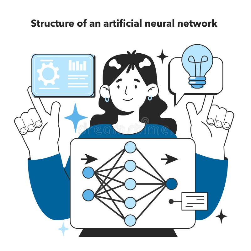 Structure of an Artificial Neural Network. Self-learning Computing System Stock Vector ...
