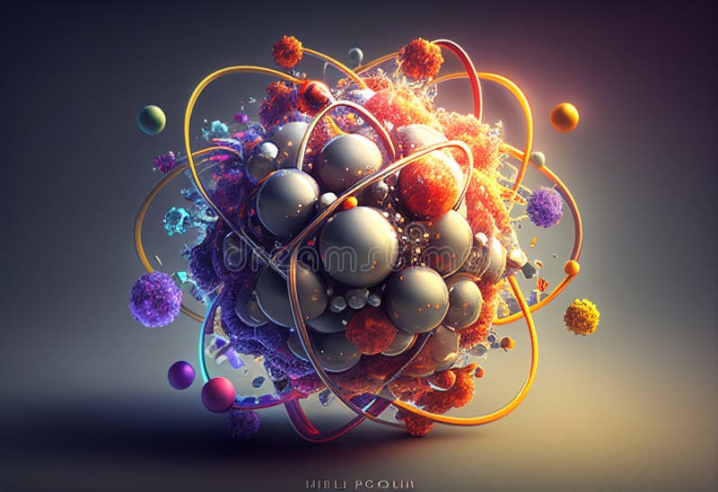 The Structure of the Atom on Dark Background. AI Generated Stock ...