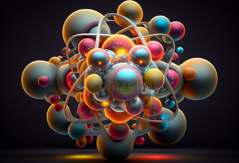 The Structure of the Atom on Dark Background. AI Generated Stock ...