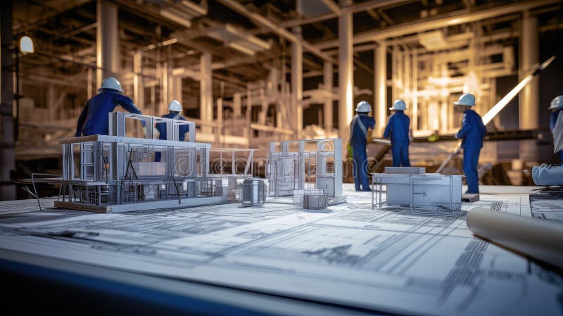 Structure Blue Prints Building Stock Illustration - Illustration of ...