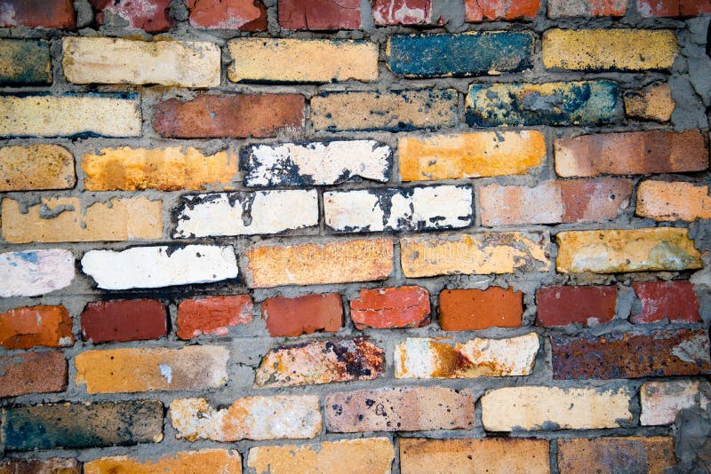 Structure Blue and Yellow Brick. Natural Wall of Colored Bricks. Stock ...