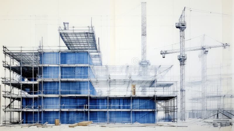 Structure Blueprint Building Stock Illustration - Illustration of ...