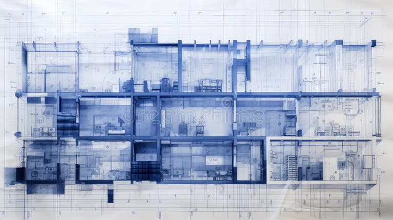 Structure Blueprint of Building Stock Illustration - Illustration of ...