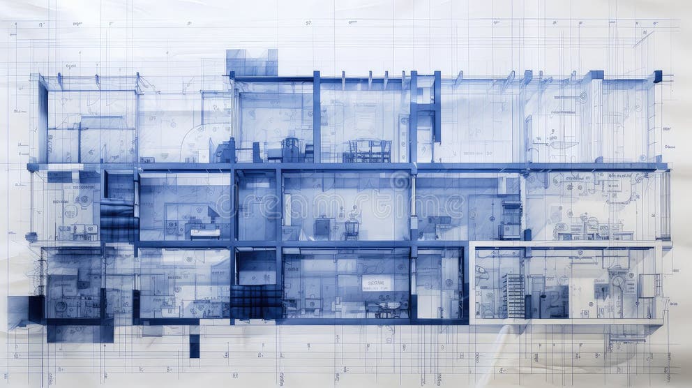 Structure Blueprint of Building Stock Illustration - Illustration of ...