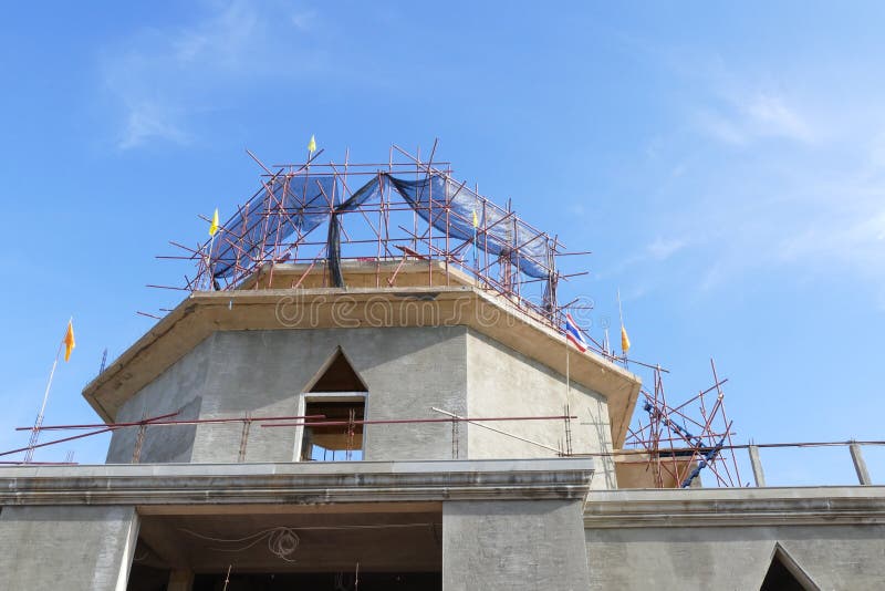 The Structure of Buddhist Pagoda during Construction Stock Photo ...