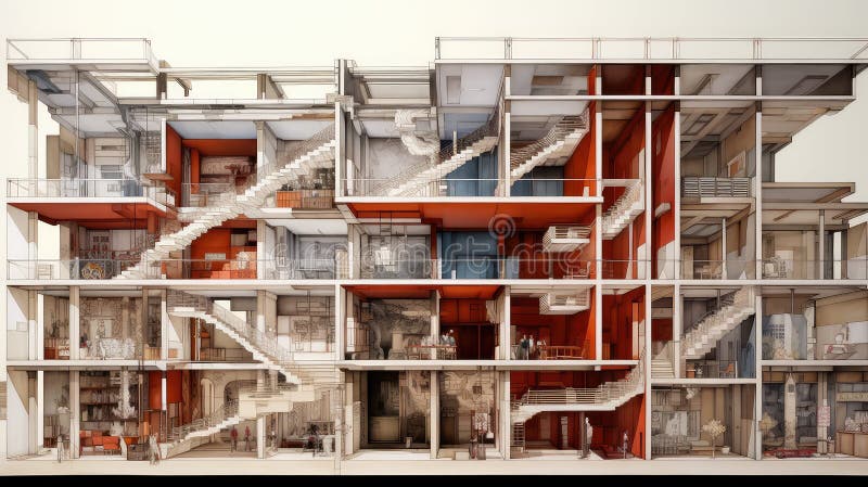Structure Building Cross Section Stock Illustration - Illustration of ...