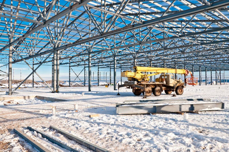 Steel Construction on the Background of the Winter Landscape. Stock ...