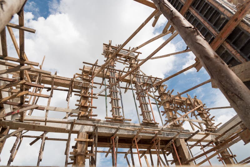 Structure of Building Under Construction. Stock Image - Image of board ...