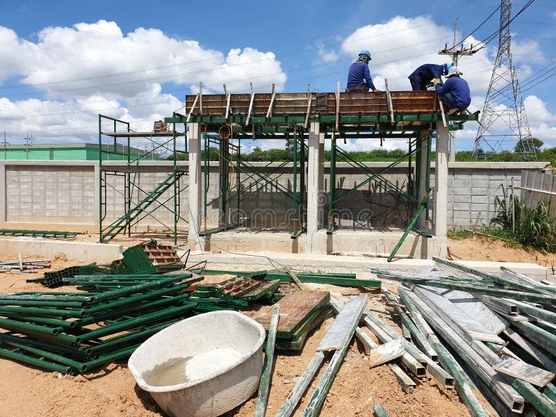 The Structure Building Work by Construction Workers Stock Photo - Image ...