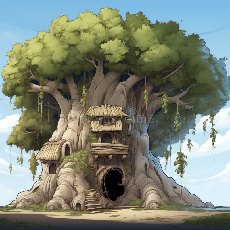 Cartoon Style Tree House Generative Ai Stock Illustration ...
