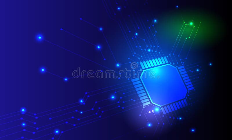 Structure of Circuit Board on Blue Technology Background. Connections ...