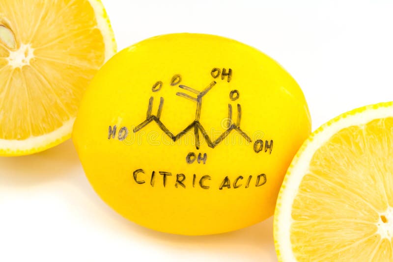Structure of a Citric Acid Molecule Painted on Lemon Peel Stock Image ...