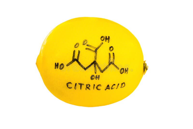 Structure of a Citric Acid Molecule Painted on Lemon Peel Stock Image ...