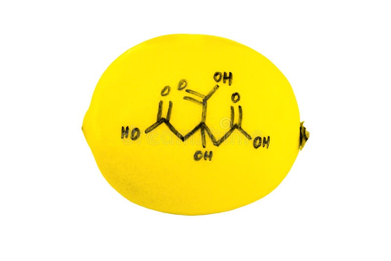 Structure of a Citric Acid Molecule Painted on Lemon Peel Stock Photo ...